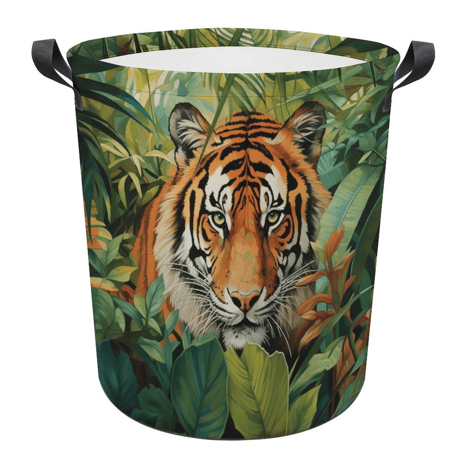 Tiger Leopard Green Leaf Laundry Basket Storage Basket Controller ...