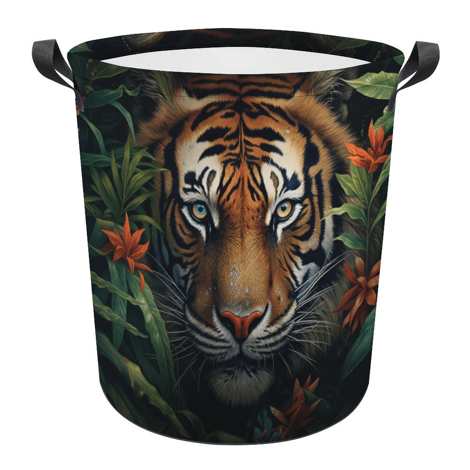 Tiger Leopard Green Leaf Laundry Basket Storage Basket Controller ...