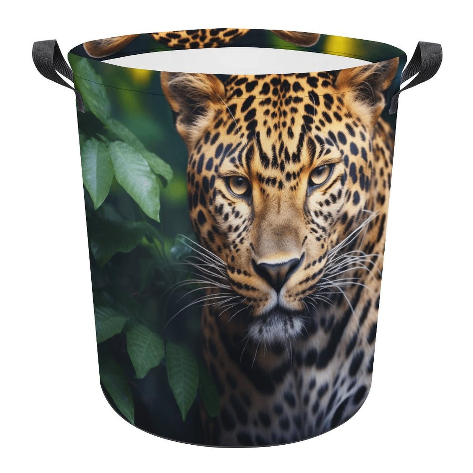 Tiger Leopard Green Leaf Laundry Basket Storage Basket Controller ...