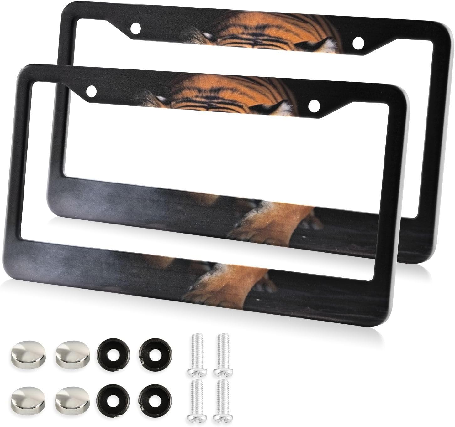 Tiger License Plate Frame, Aluminum Car Tag Frames, 2 Pack Universal ...