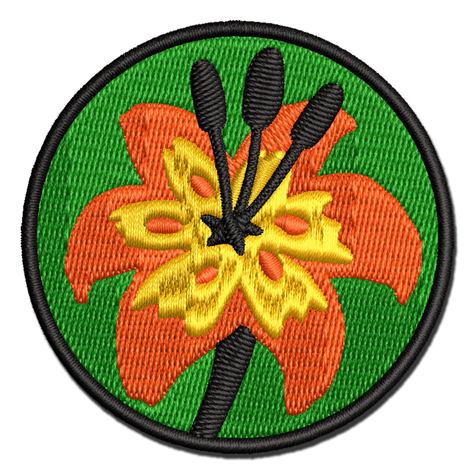 Tiger Lily Flower Applique Multi-Color Embroidered Iron-On Patch - 3 ...