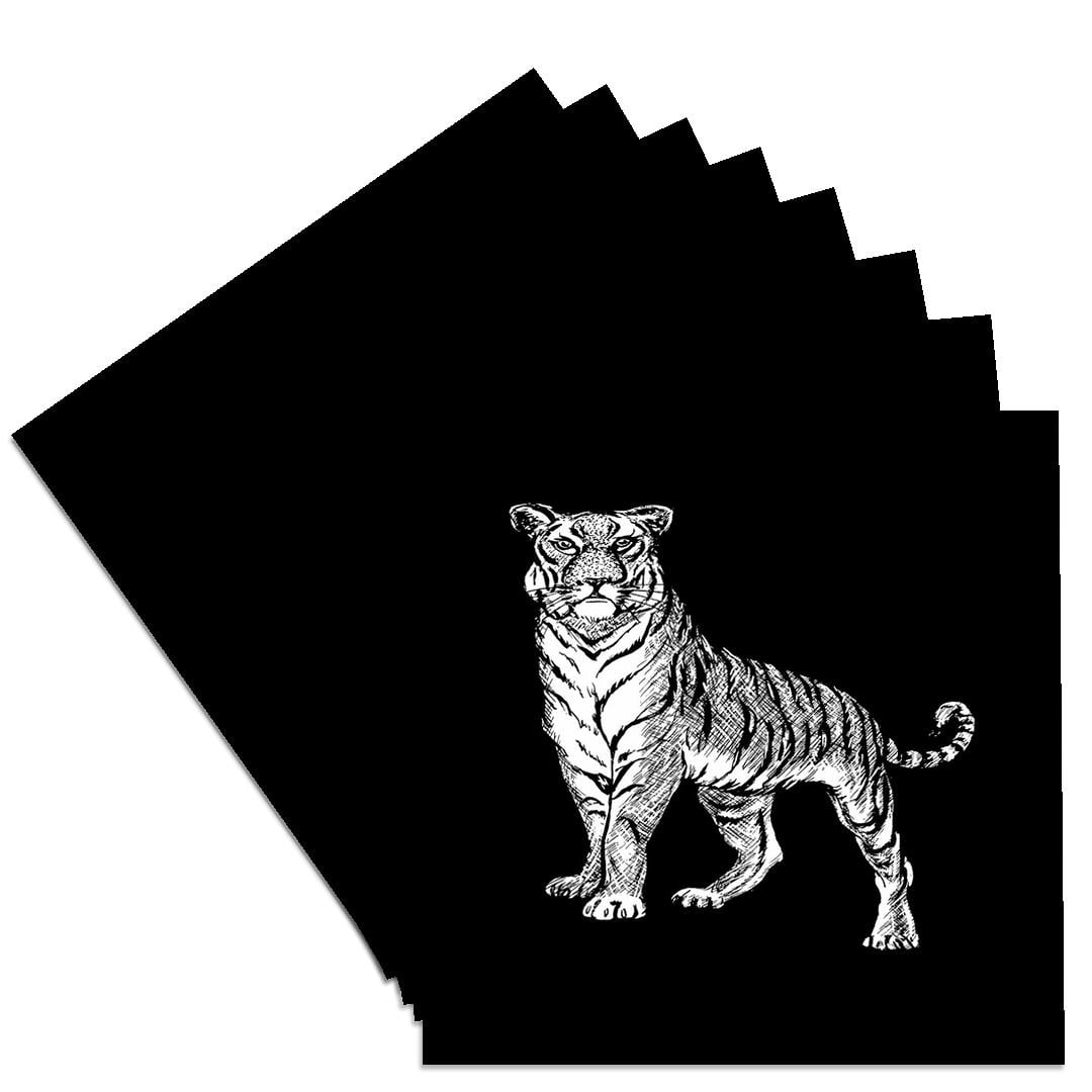 3drose, Tiger Line Art Drawing Black and White Tattoo Art, Set of 8 ...