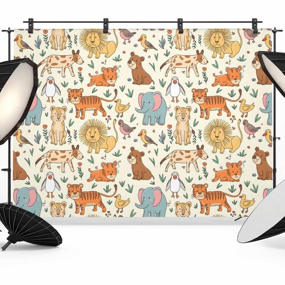 Tiger Lion Photography Backdrop 7x5FT, Elephant Bird Penguins Photo ...