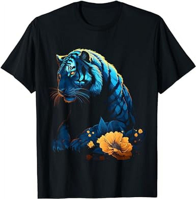 Tiger Lover Artwork | Flower Animal Motif Tiger Large size loose black ...