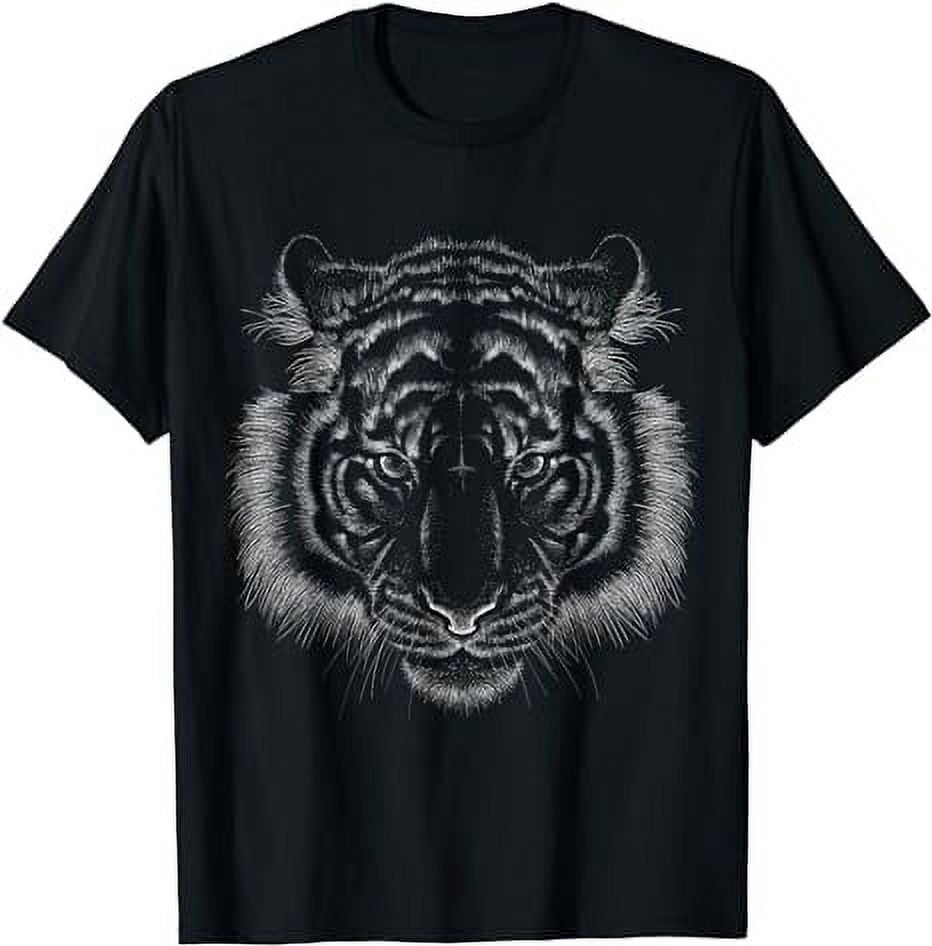 Tiger Lover Head Wild Animal black background Theme T-Shirt - Walmart.com