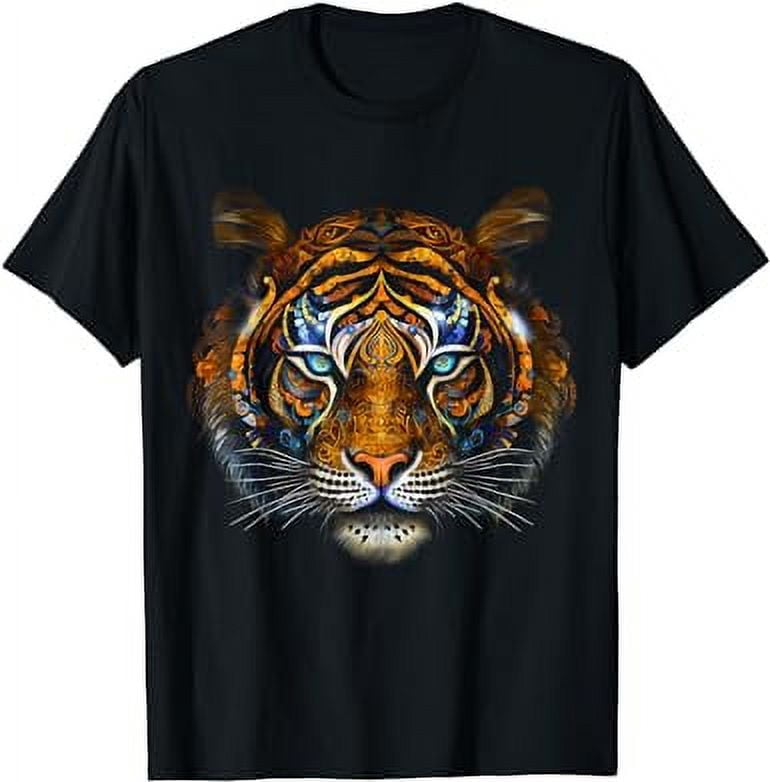 Tiger Mandala Blue Eyes - Artwork | Animal Motif Tiger T-Shirt ...