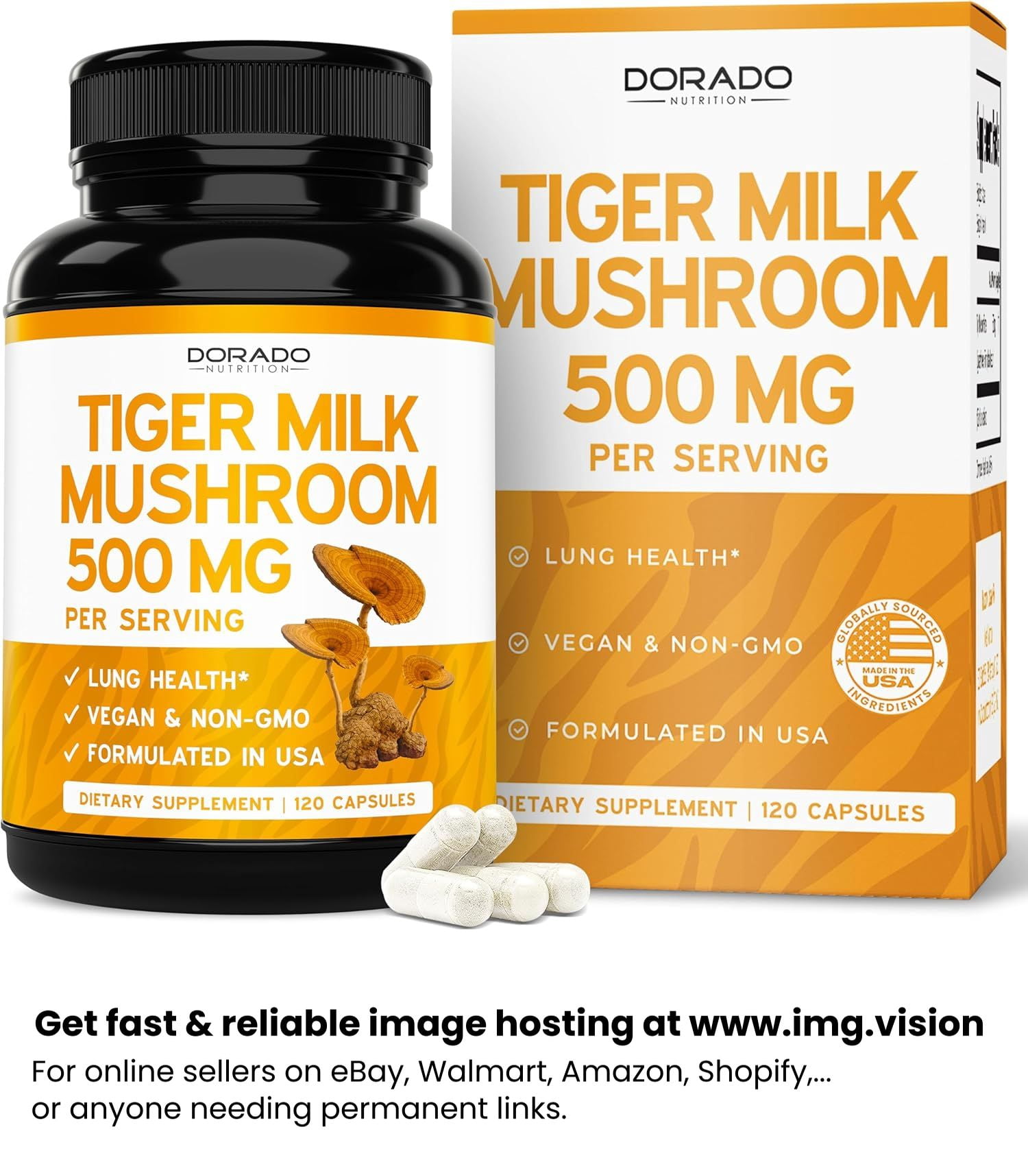 Tiger Milk Mushroom Supplement (120 Capsules, 500mg Per Serving ...
