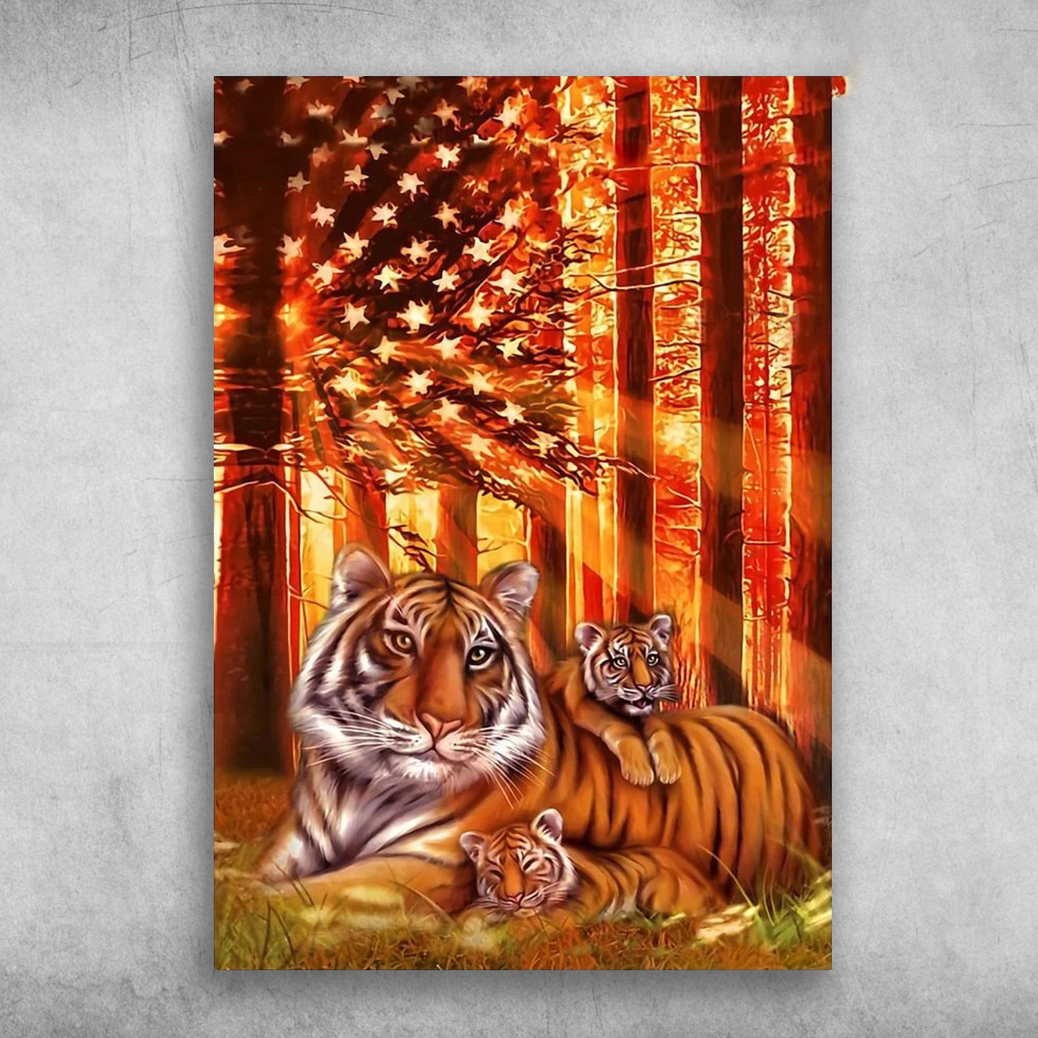 Tiger Mon And Son - Sun American Flag, 4th of July, Independence Day 24 ...