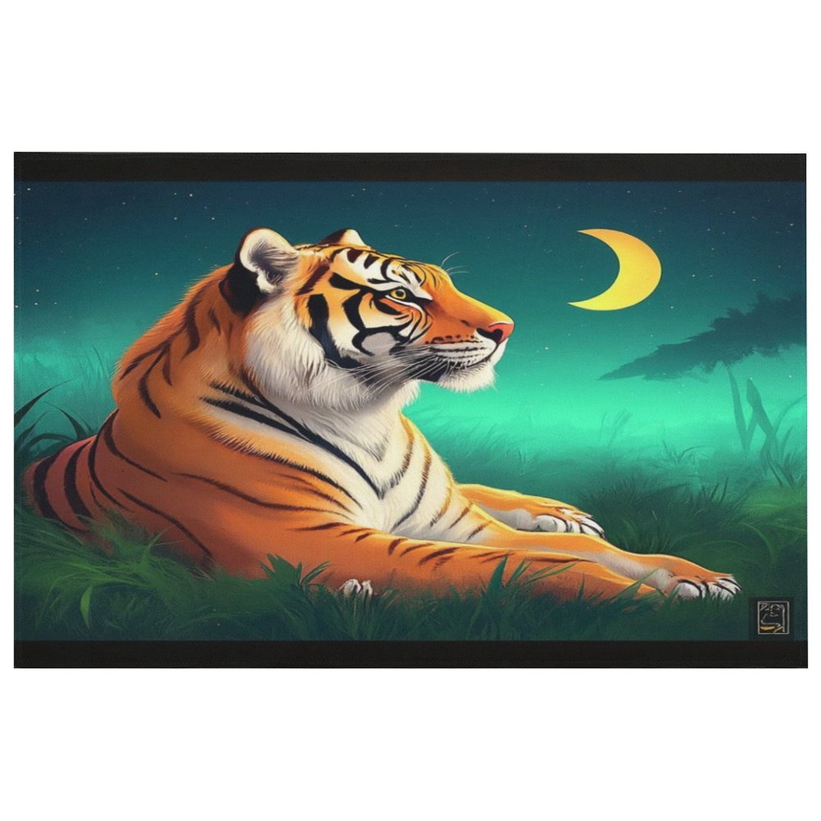 Tiger Moonlit Rest Adult Home Decor Bedroom Living Room Crystal Velvet ...