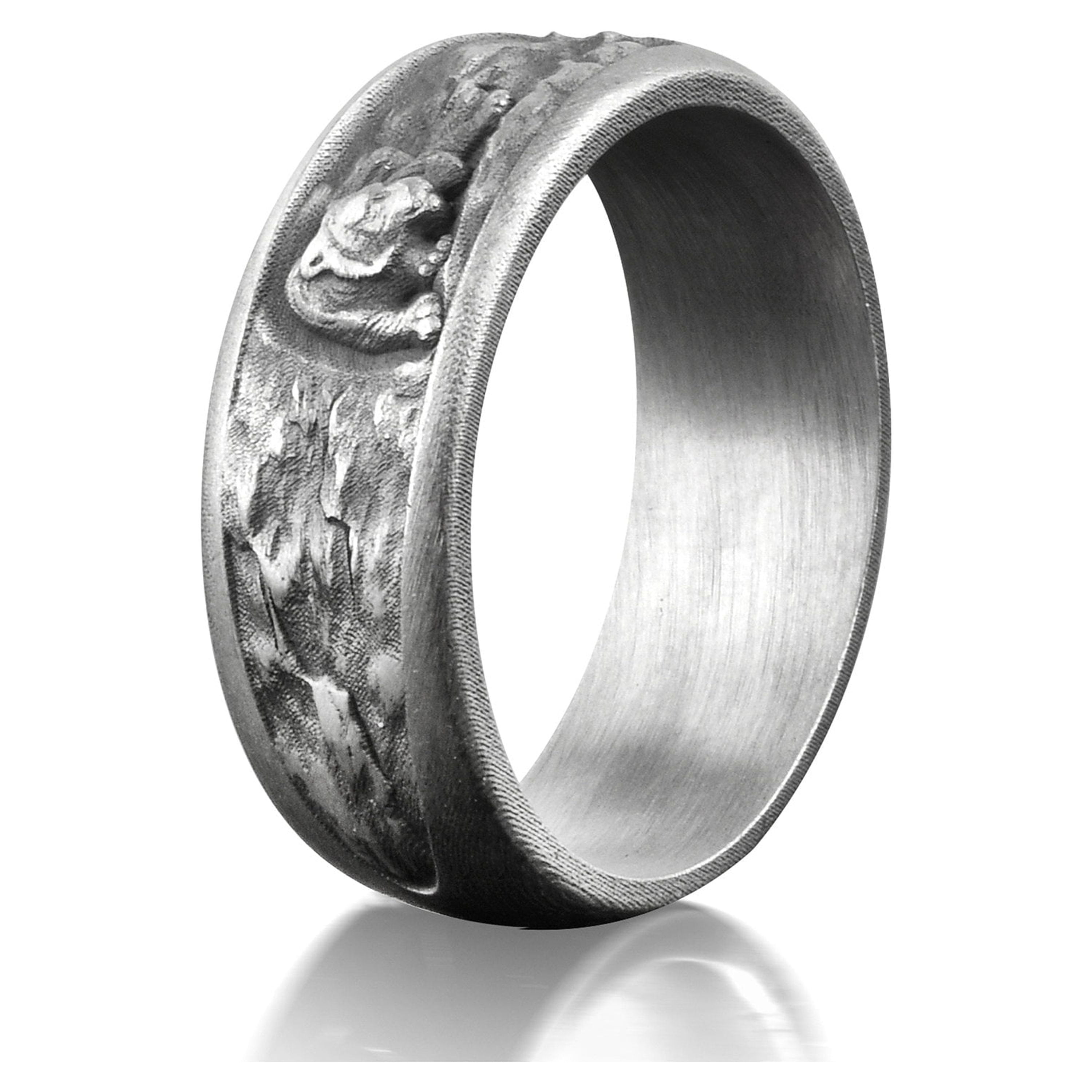 Tiger Oxidized Silver Mens Ring, Engraved Wild Cat Ring For Men ...