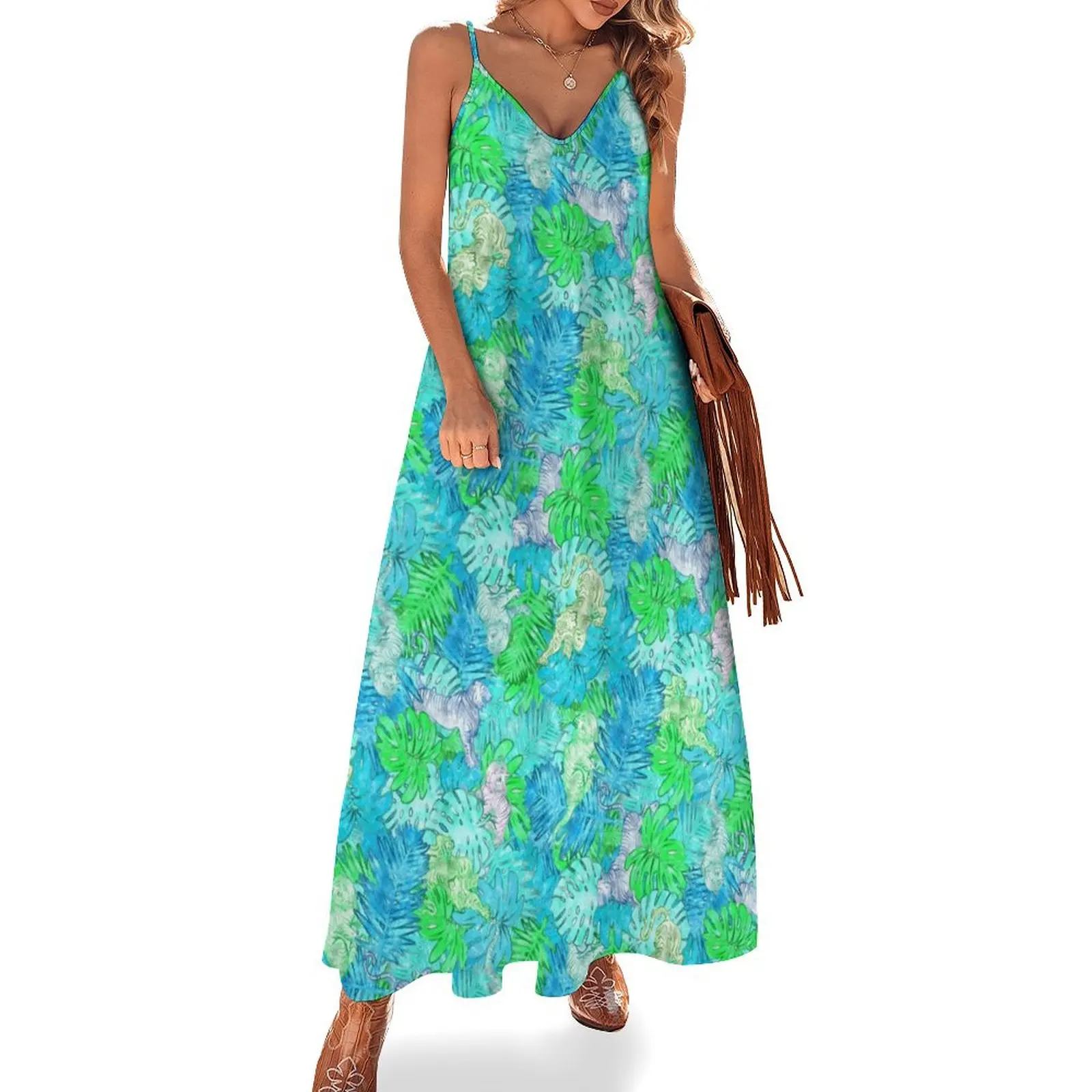 Tiger Palms - Clear Sky Colorway Sleeveless Dress dresses for special ...