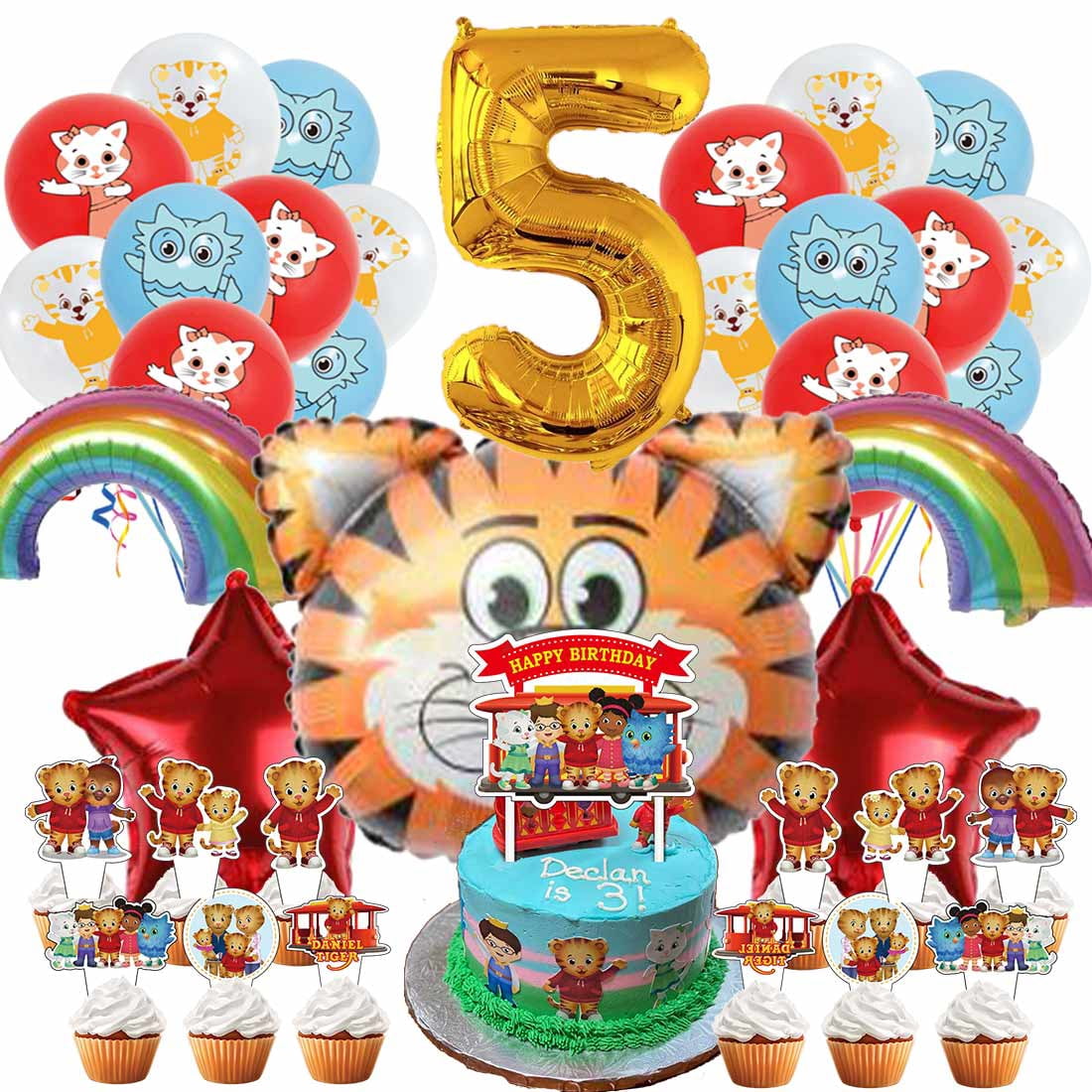 Tiger Party Supplies 5th Decor Kit Balloons Birthday Cake Topper ...