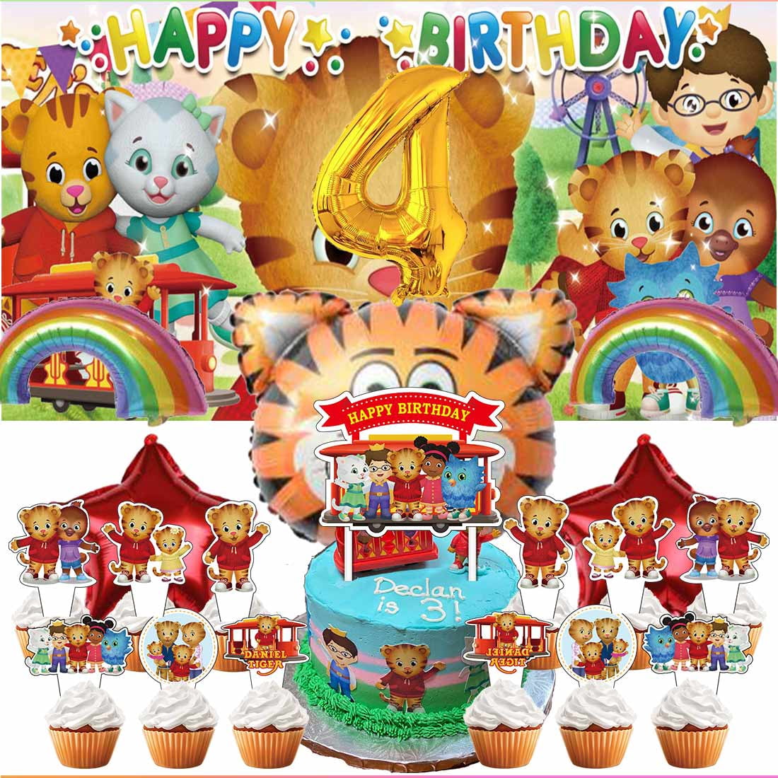 Tiger Party Supplies Decor 4th Kit Balloons Birthday Cake Topper Banner ...