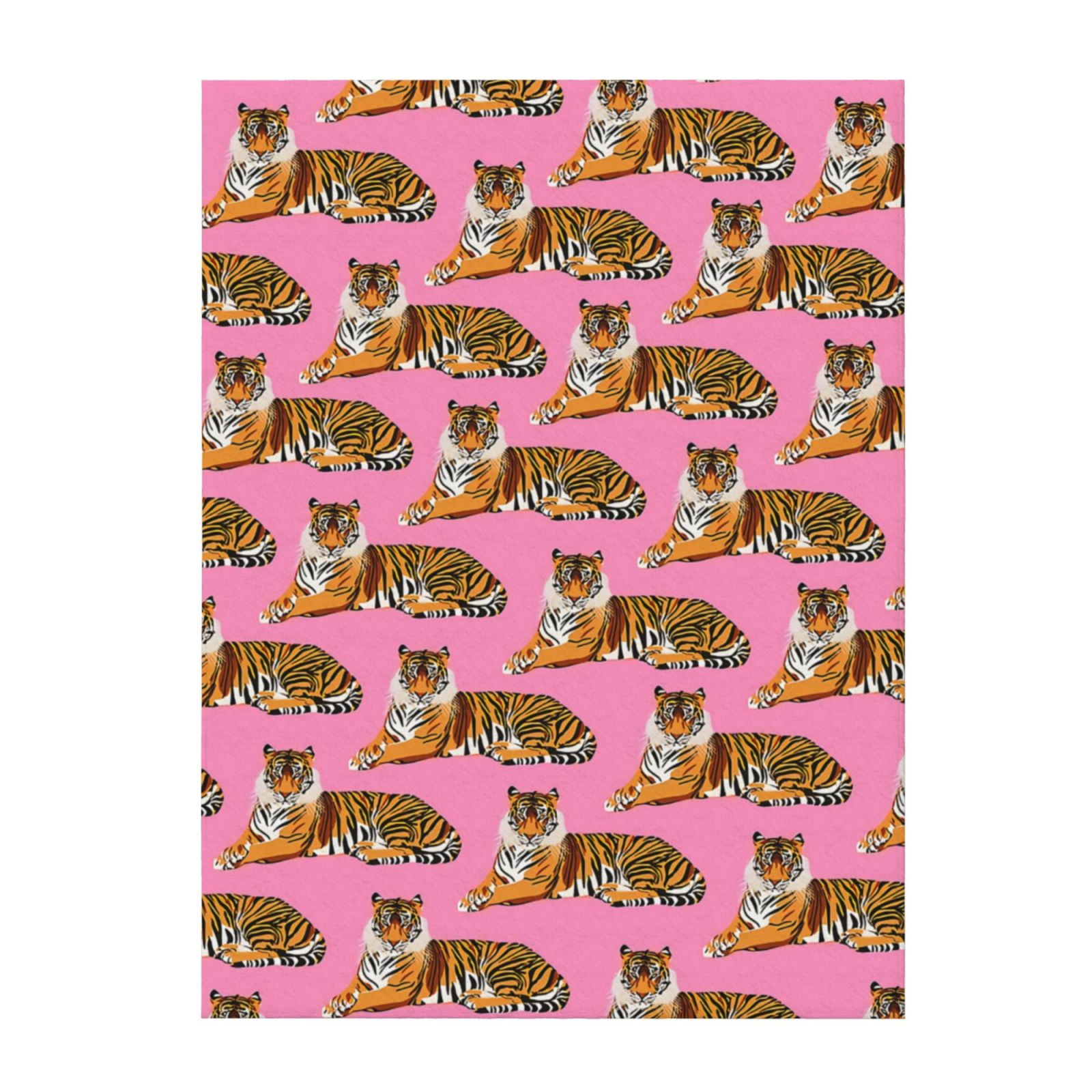 Tiger Pattern On Pink Flannel Blanket Soft Lightweight Plush Fuzzy Cozy ...