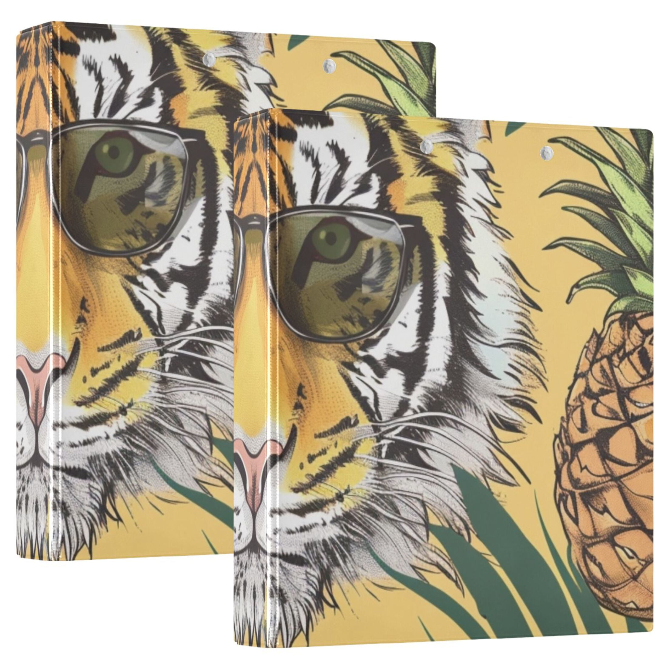 Tiger Pineapples Leaves Skateboard 3 Ring Binders 1.5 inch Hardcover ...