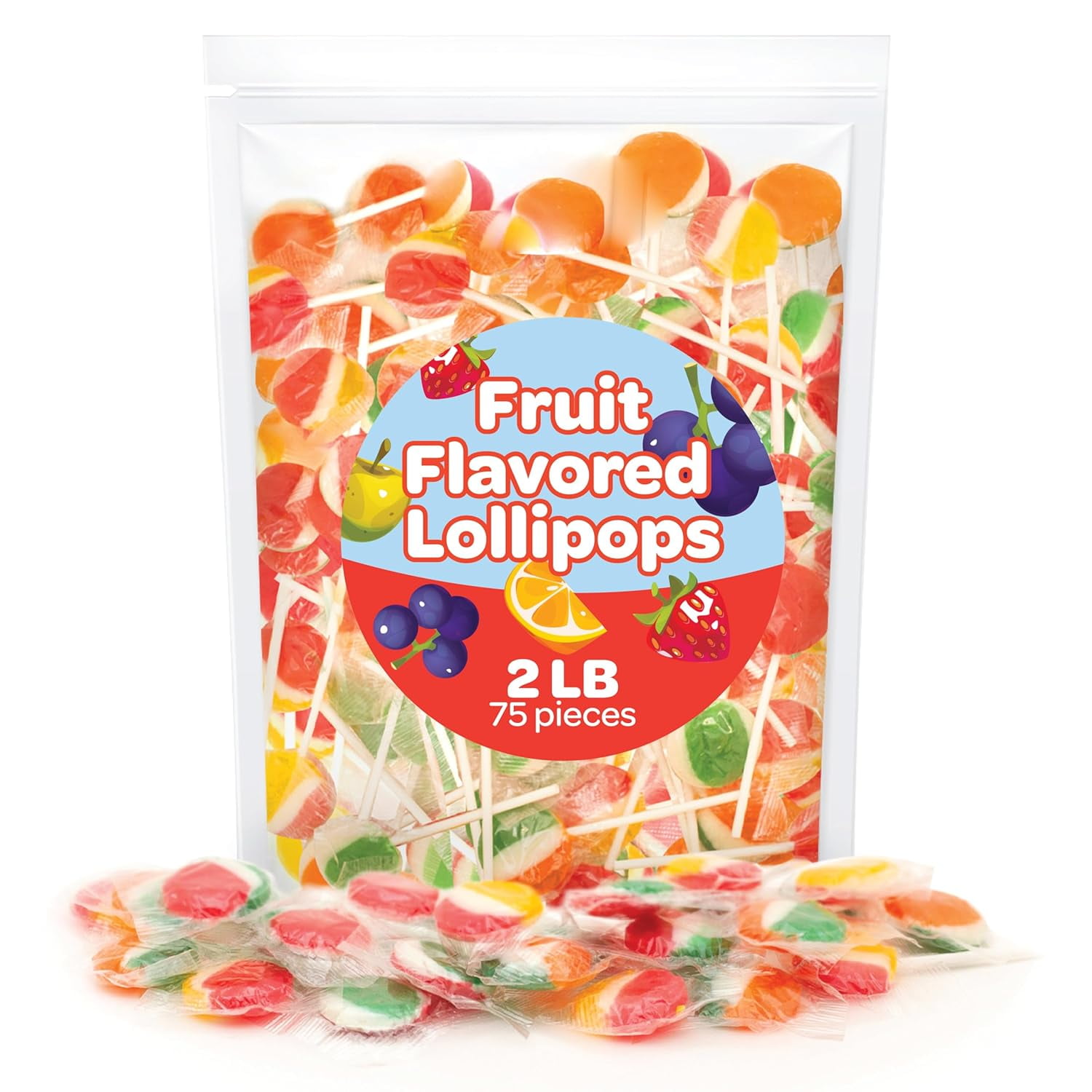 Tiger Pops, Assorted Fruit Flavor Lollipops Hard Candy Bulk, 2 Lbs ...