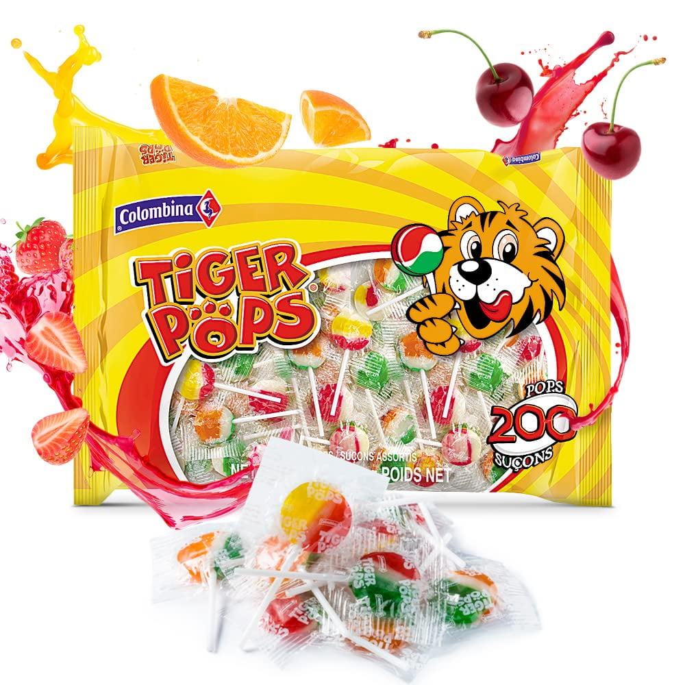 Tiger Pops - Original Assorted Fruit Flavored Candy, 200 Count Bag (70. ...