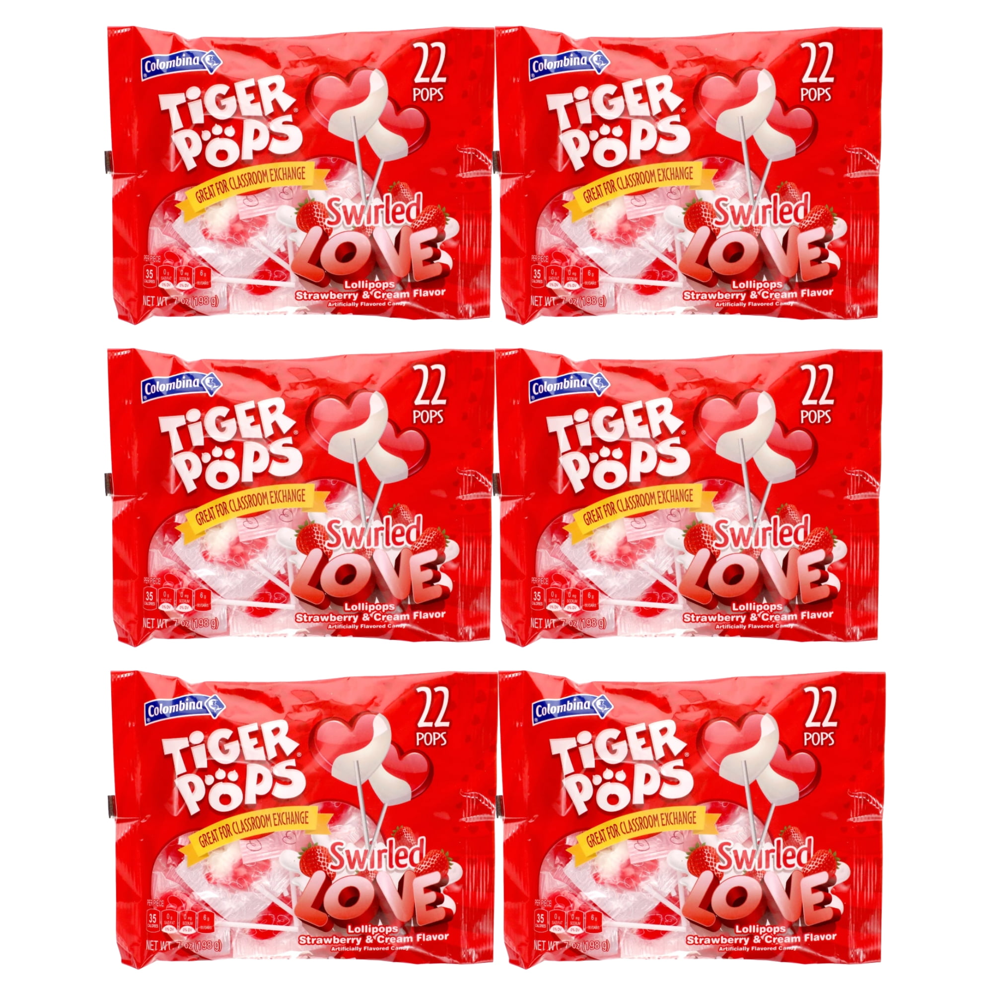 Tiger Pops Swirled Heart Lollipops Strawberry and Cream Flavor Sucker ...