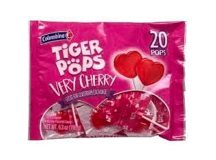 Tiger Pops Very Cherry Flavor Heart Pops Candy Suckers (20pops) - PACK ...