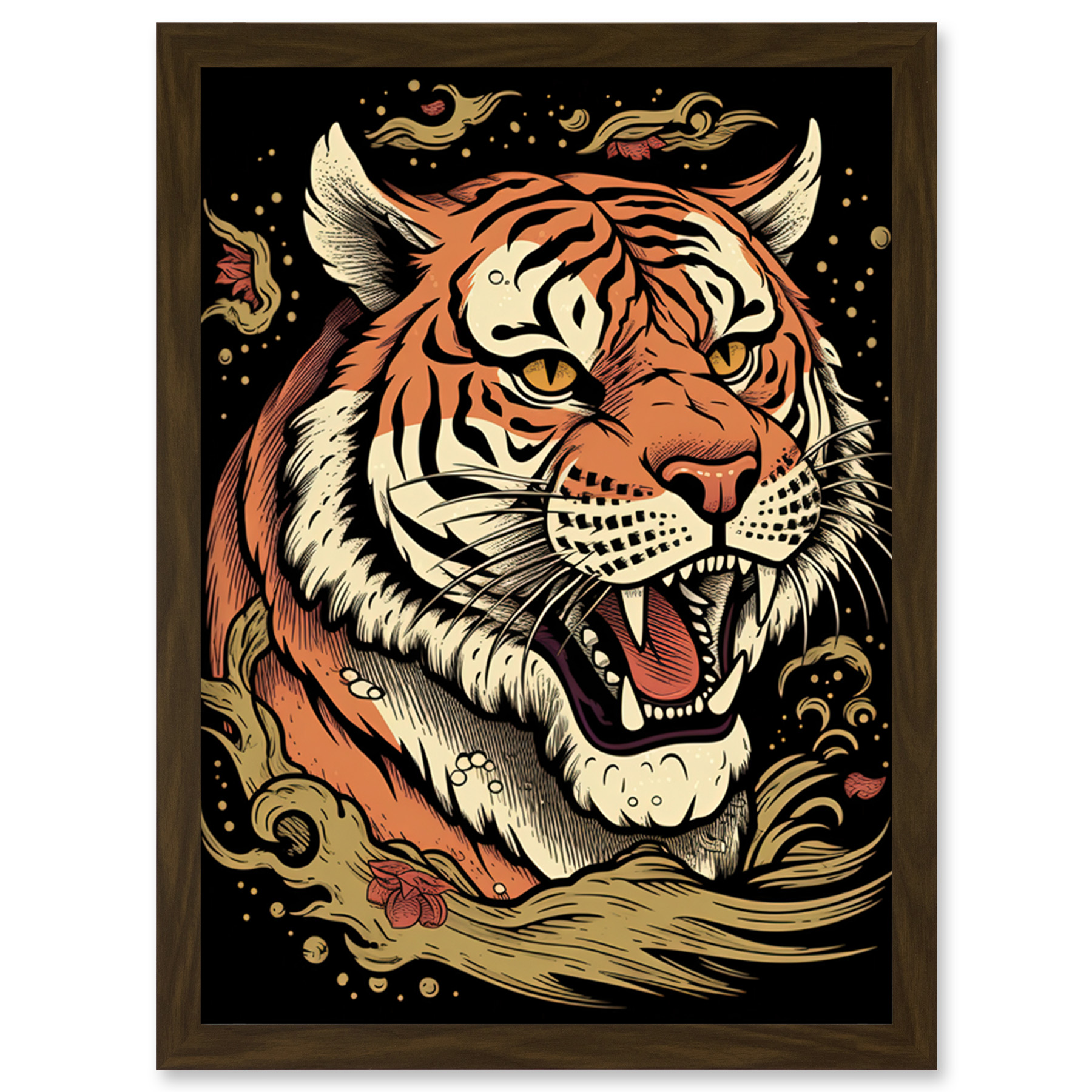 Tiger Portrait Old School USA Tattoo Ink Body Art Rockabilly Americana ...