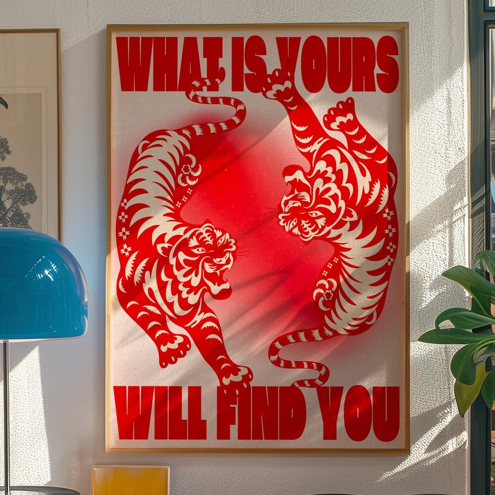 Tiger Poster, 70S Poster, Affirmation Poster, Aesthetic Art, Red Wall ...