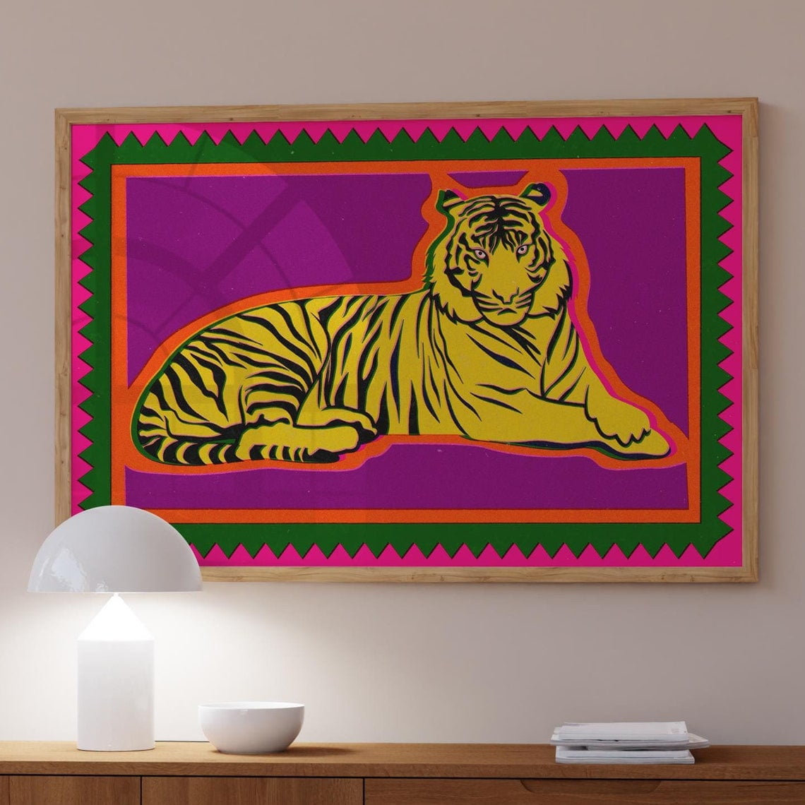 Tiger Poster, Dopamine Decor, Maximalist Wall Art, Quirky Wall Decor ...