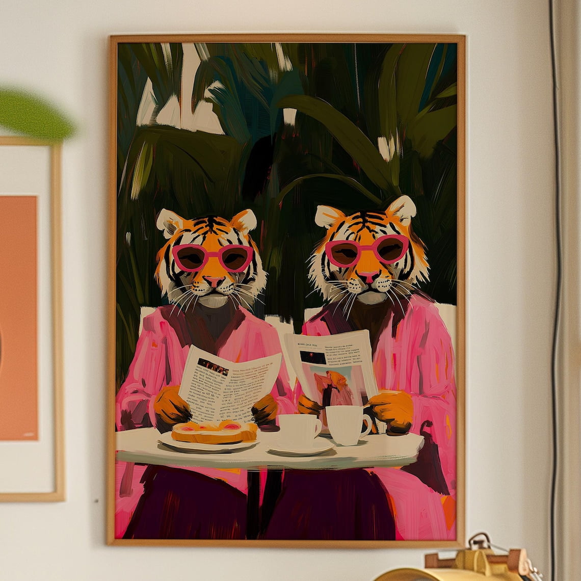 Tiger Poster, Maximalist Art, Brunch Poster, Preppy Print, Trendy ...