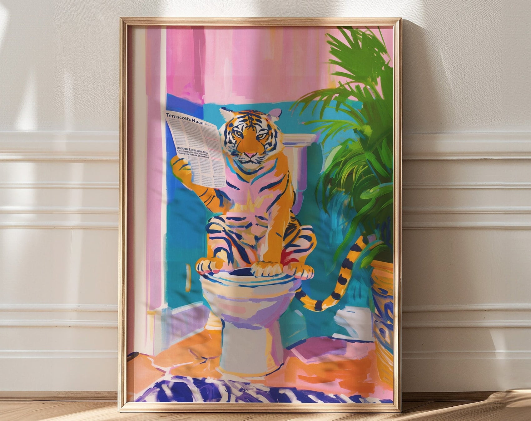 Tiger Poster, Maximalist Bathroom Wall Art, Trendy Toilet Decor ...