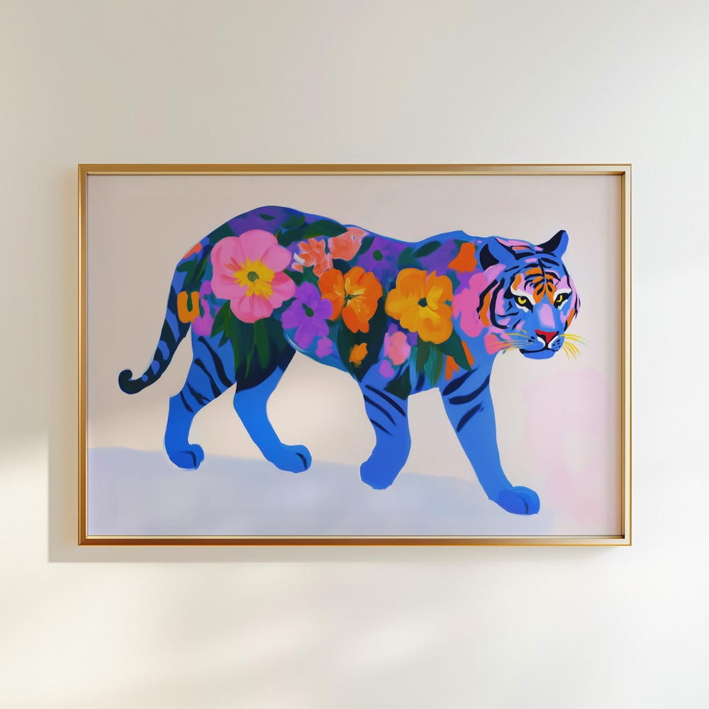Tiger Poster, Maximalist Floral Print, Floral Decor, Trendy Tiger Decor ...