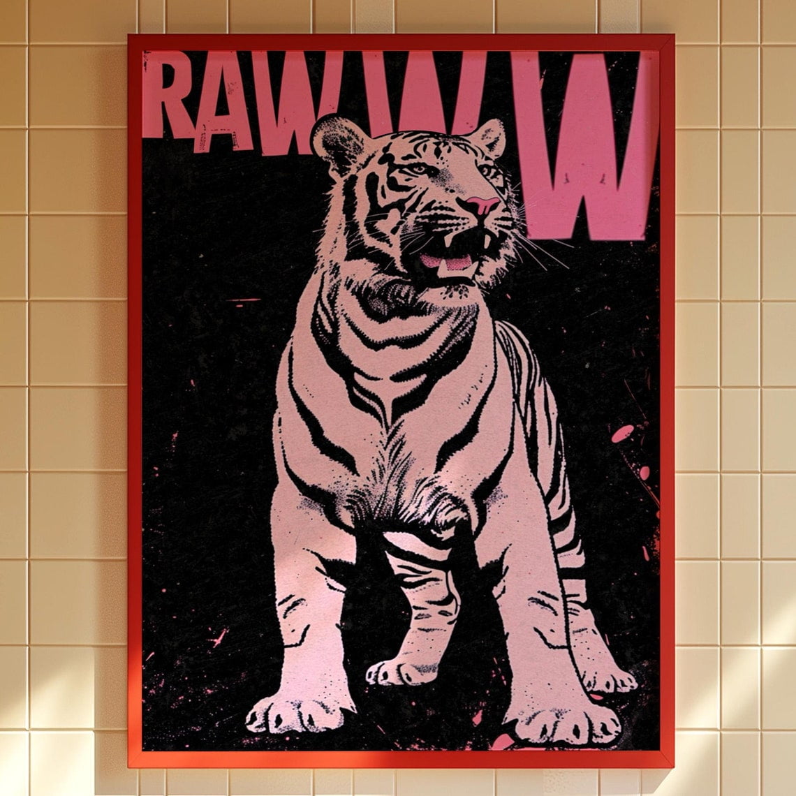 Tiger Poster, Maximalist Poster, Kitsch Aesthetic Art, Black Wall Art ...