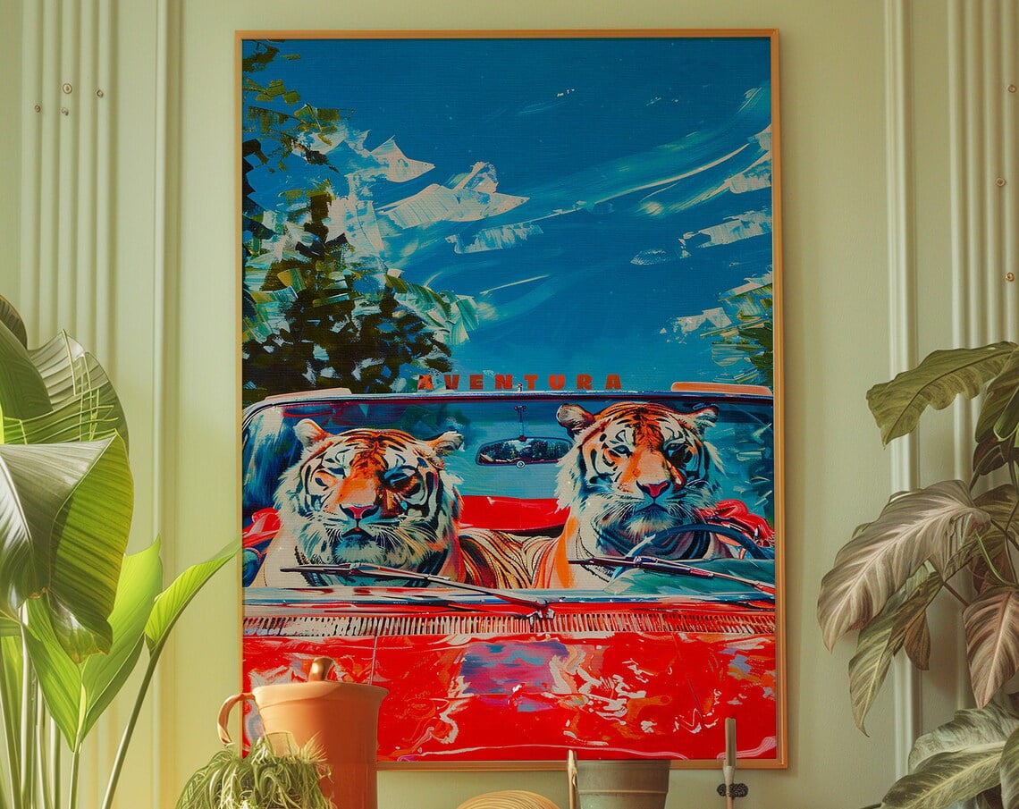 Tiger Poster, Maximalist Poster, Psychedelic Art, Dopamine Decor ...