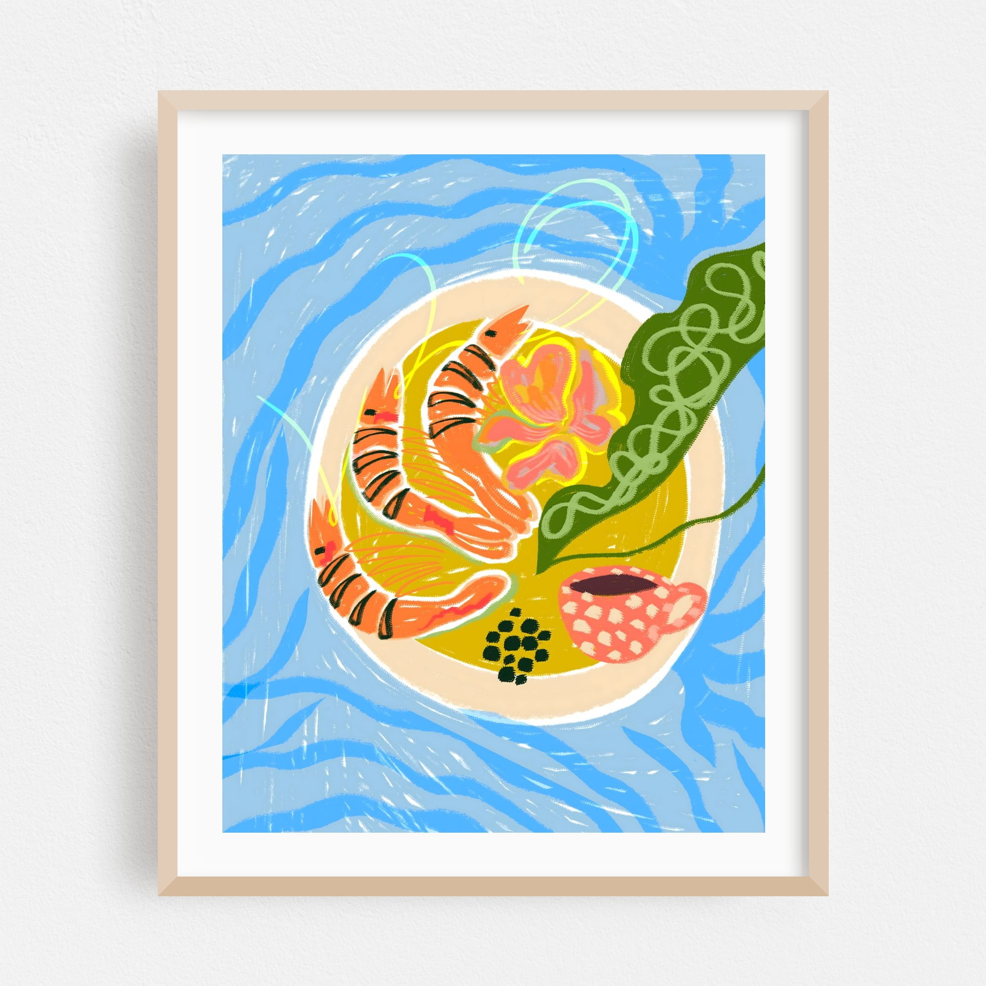 Tiger Prawns | Shrimp Sea Food Platter - Painting Seafood Illustration ...