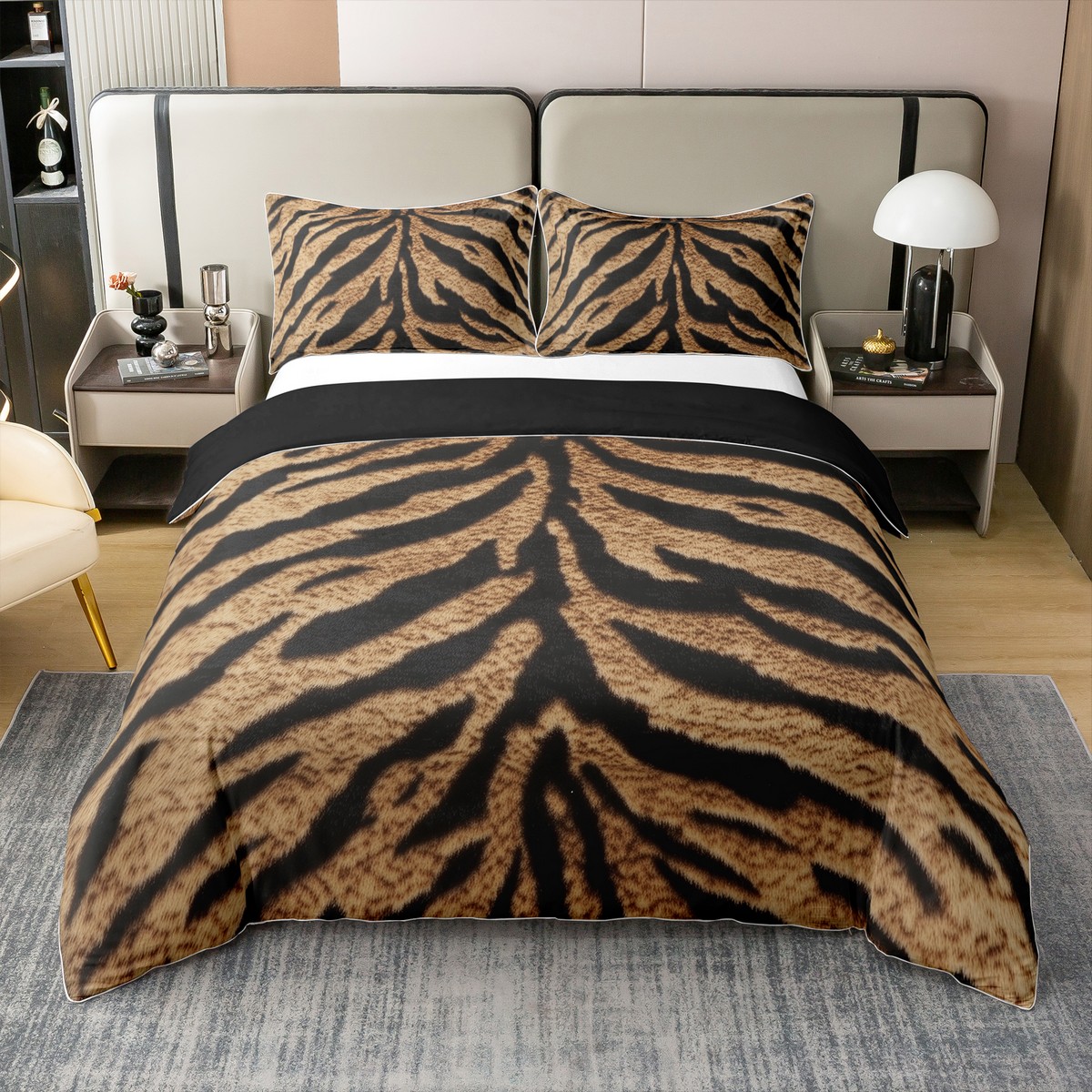 Tiger Print 100% Cotton Duvet Cover Full Size,3D Animals Rustic ...