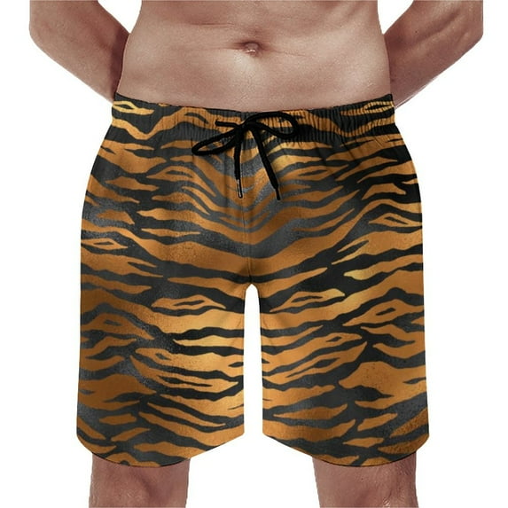 Tiger Print Board Shorts Males Fur Animal Stripes Board Short Quality ...
