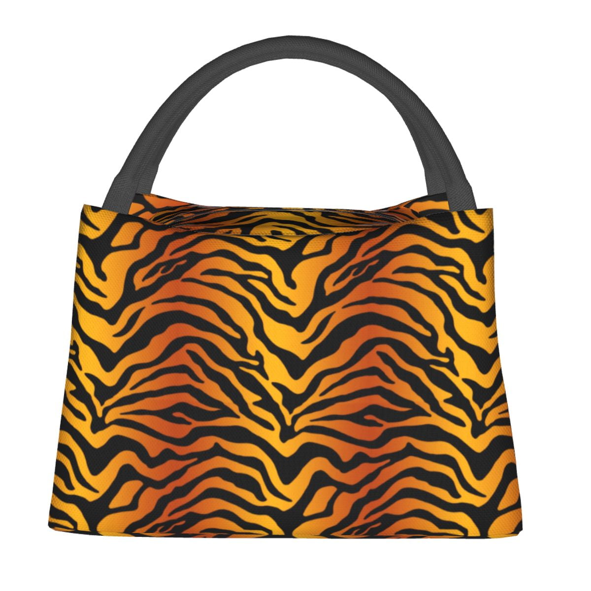 Tiger Print Design Lunch Bag Gold Stripe Vintage Lunch Box Outdoor ...