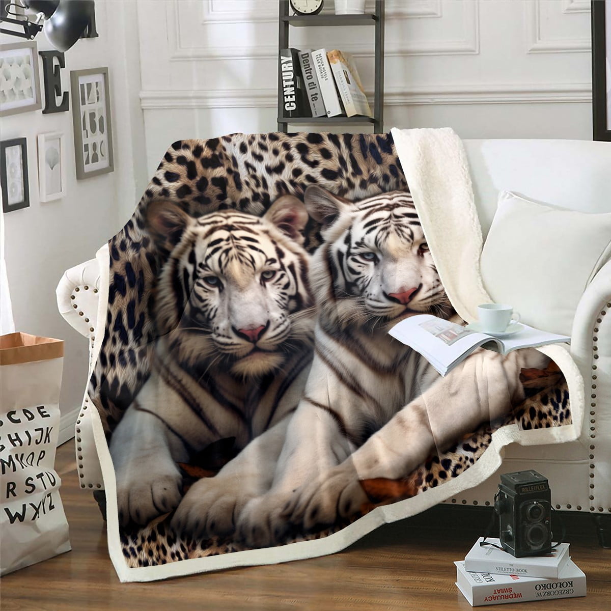Tiger Print Fuzzy Blanket Cheetah Leopard Print Fleece Blanket For Kids ...