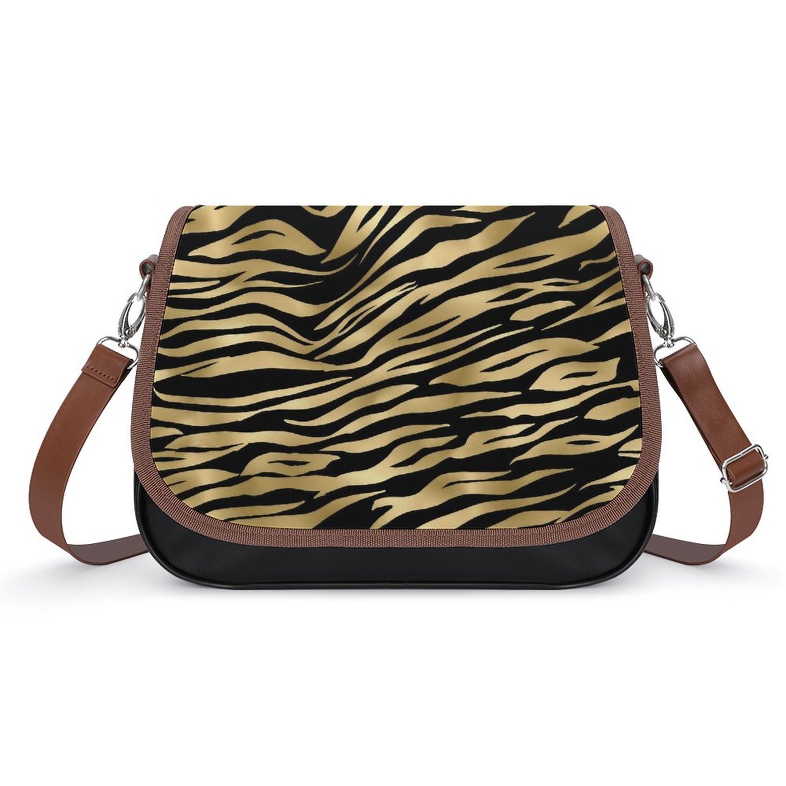 Tiger Print Gold Black Zebra Pu Leather Shoulder Bag Essential For ...