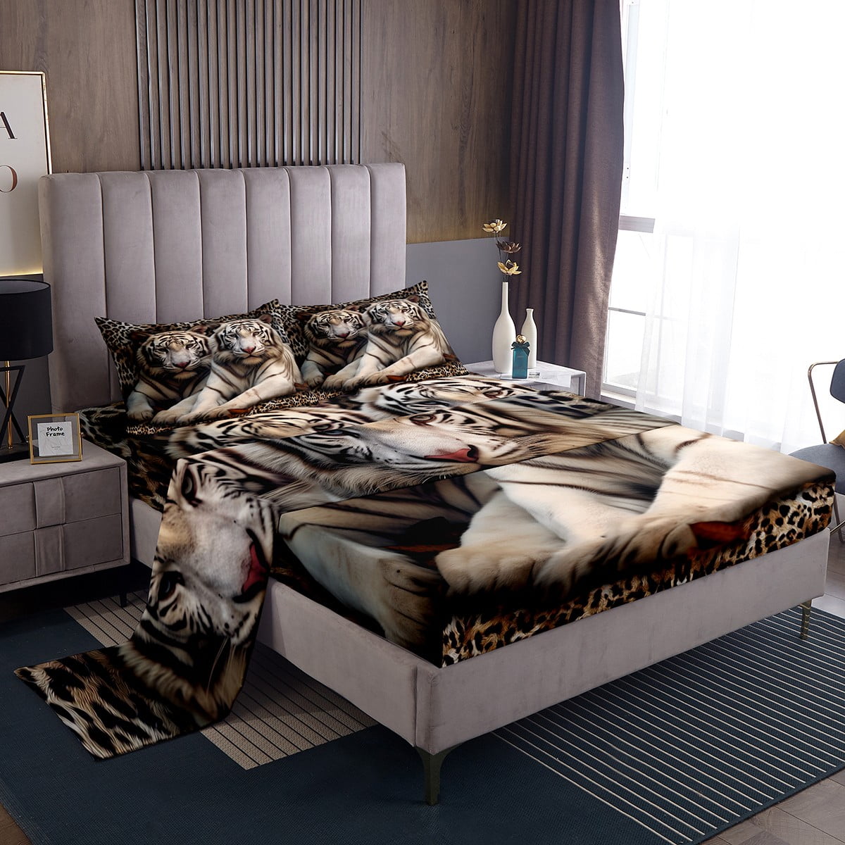 Tiger Print Sheets Cheetah Leopard Print Bed Sheets Set for Kids Teens ...