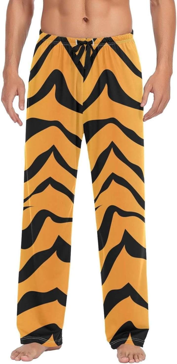Tiger Print Skin Ghost Pajama Pants, Men's Lounge Pants Light with ...