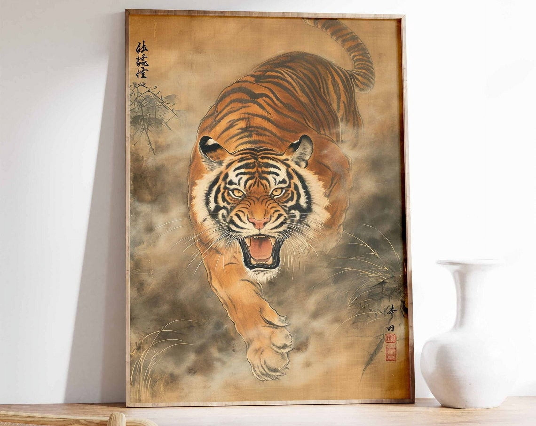 Tiger Print, Vintage Tiger Poster, Botanical Decor, Jungle Art ...