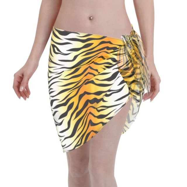 Tiger Printed Designs Women Sarongs Skirt Beach Wrap Sheer Bikini Wraps
