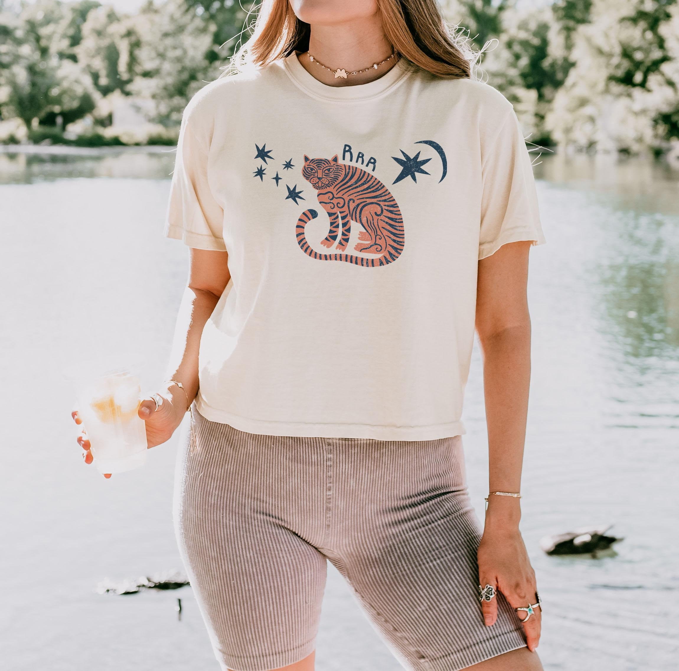 Tiger , Retro Tiger Crops, Boxy Tee, Celestial Tiger, Asian Tiger ...