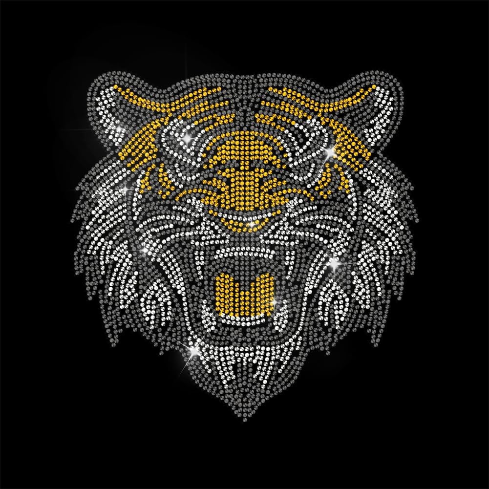 Tiger Rhinestone Iron on Hotfix Wildlife Animal Heat Transfer Decal ...