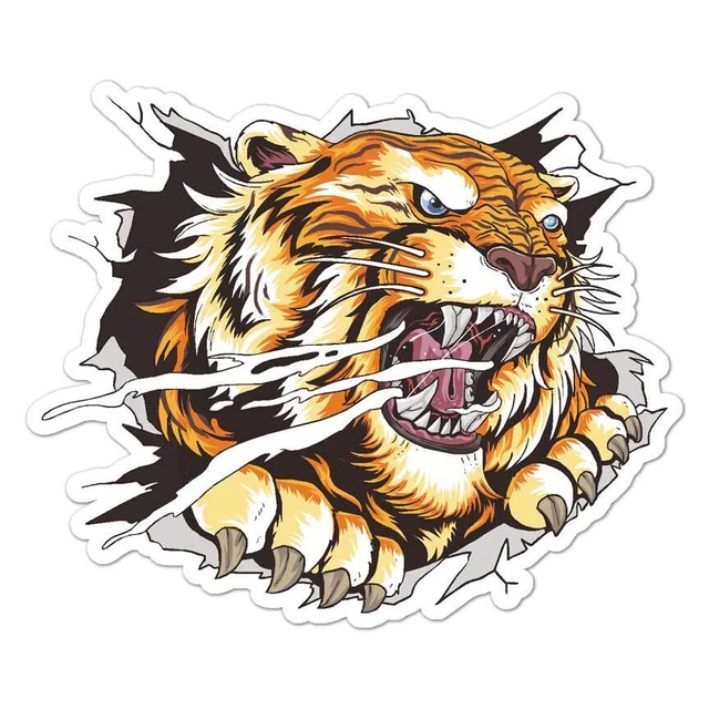 Tiger Rip Tear Claws Sticker Indoor Outdoor Phone Decal Water Bottle ...