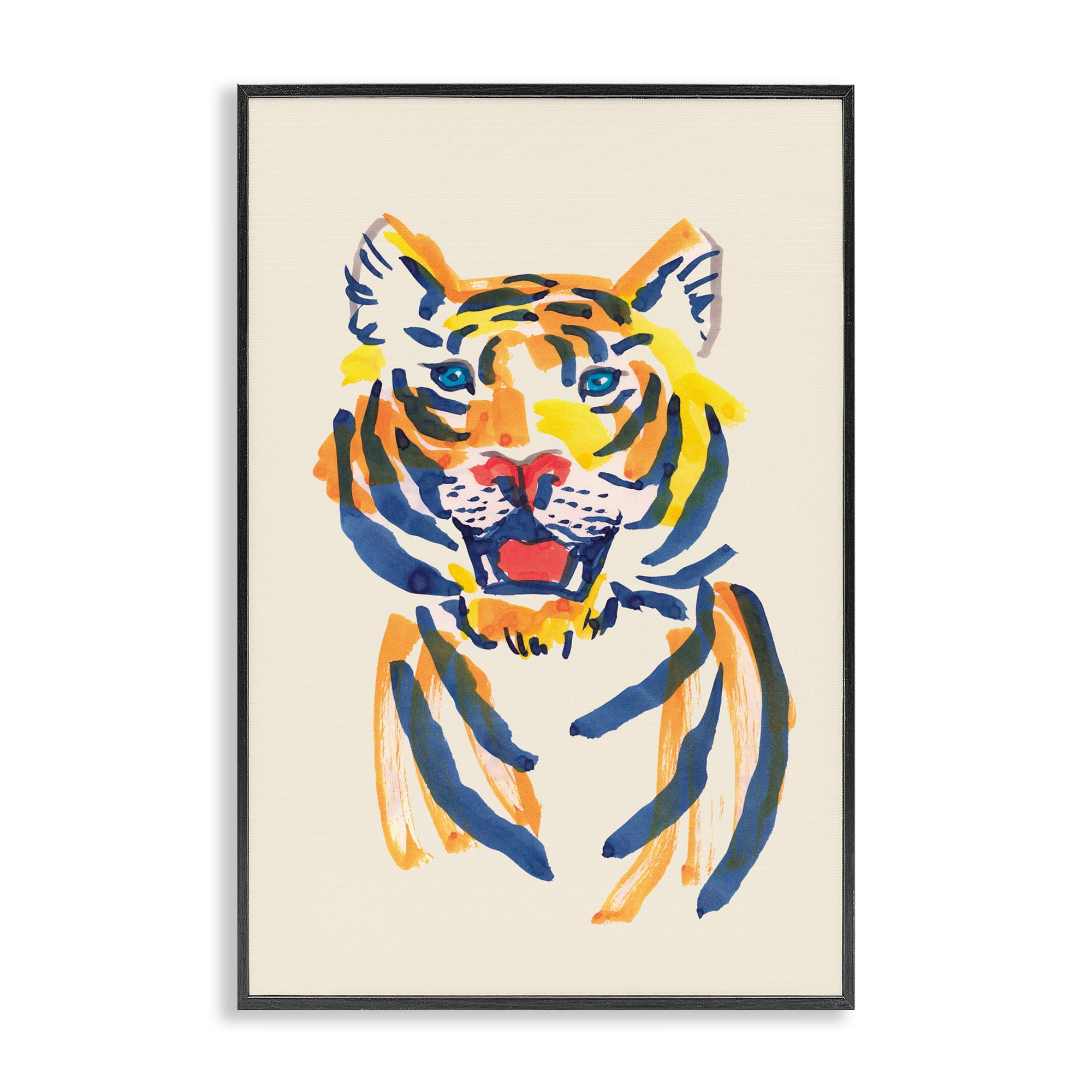 Tiger Roar Watercolor Black Framed Giclee Art, design by Karolina Sato ...