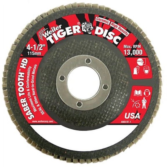 Tiger Paw Super High Density Flap Discs, 4 1/2", 40 Grit, 5/8 Arbor ...