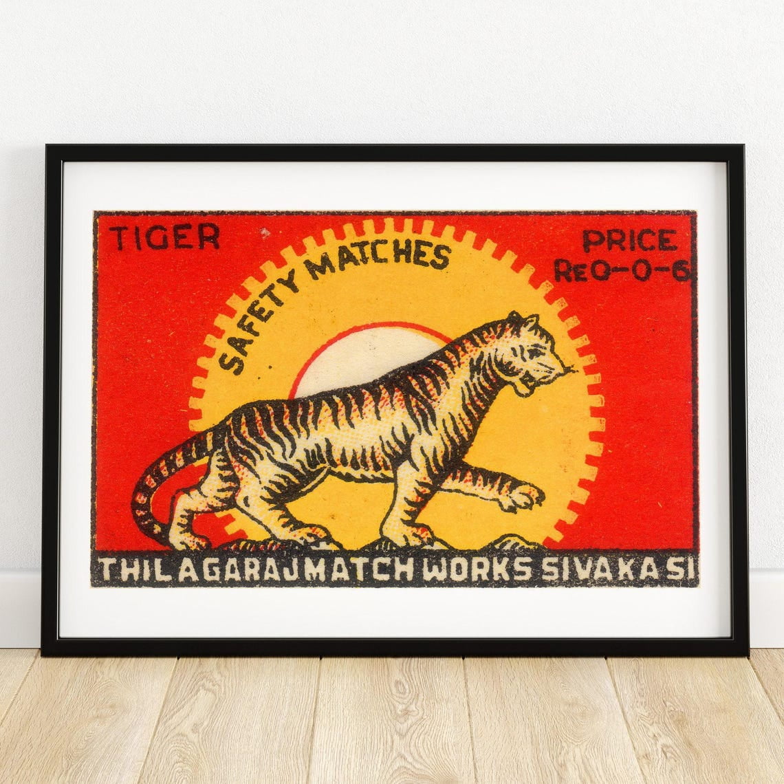 Tiger Safety Matches Art Print Vintage Sivakasi Design Mid-Century ...