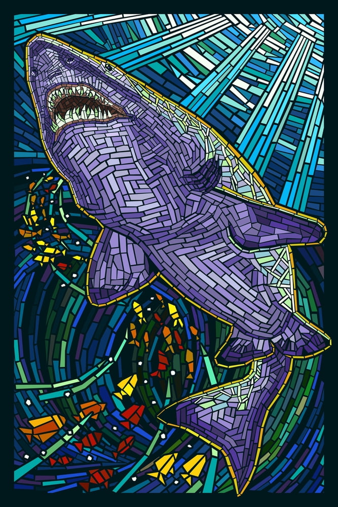 Tiger Shark Paper Mosaic (12x18 Wall Art Poster, Room Decor) - Walmart.com