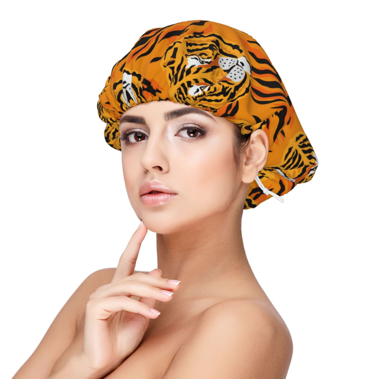 Tiger Silk Bonnet for Sleeping Women Men, Adjustable Elastic Satin ...