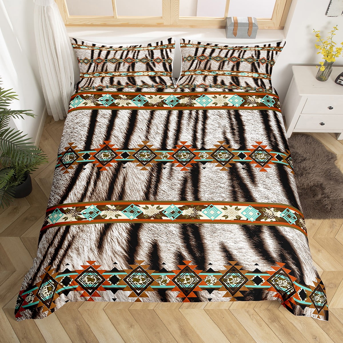 Tiger Skin Bedding Set Wild Animal Hide Duvet Cover Exotic Southwestern ...